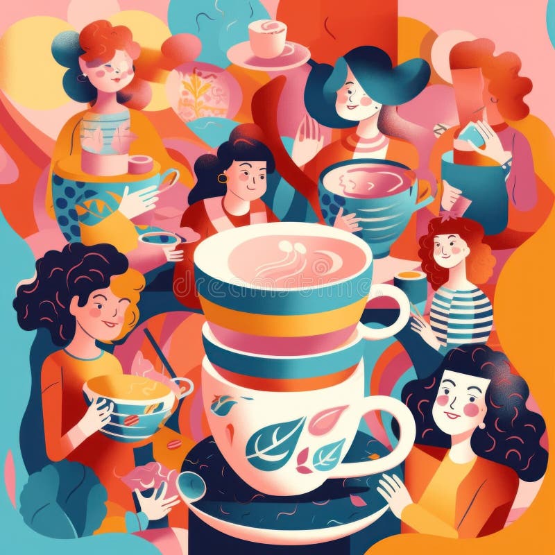 A Group of People Standing Around a Stack of Cups. Generative AI Image ...