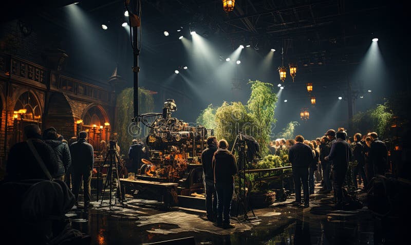 Group of People Standing Around Stage Stock Image - Image of ...