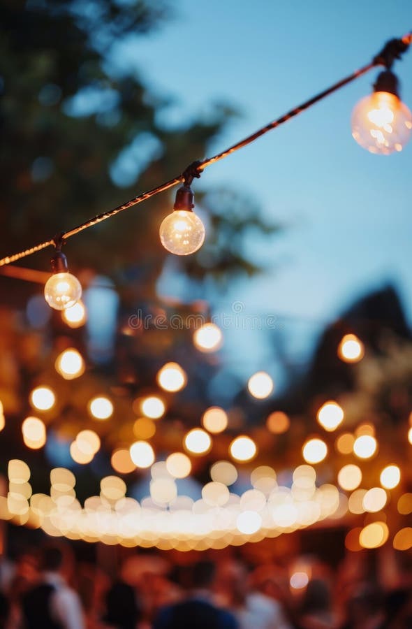 Group of People Standing Around Tree Covered in Lights Stock Photo ...