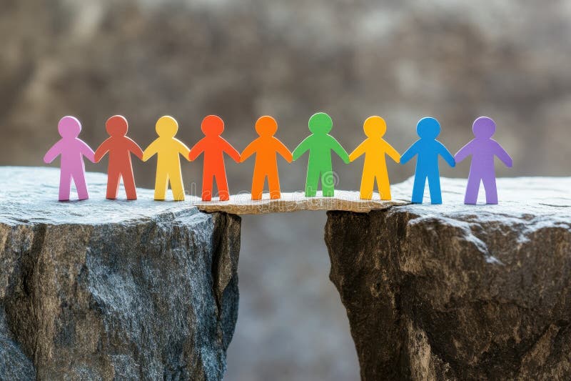 A Group of People are Standing on a Bridge, with Some of Them Holding ...