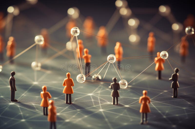 Group of People Standing in Circle Around Network of Spheres ...