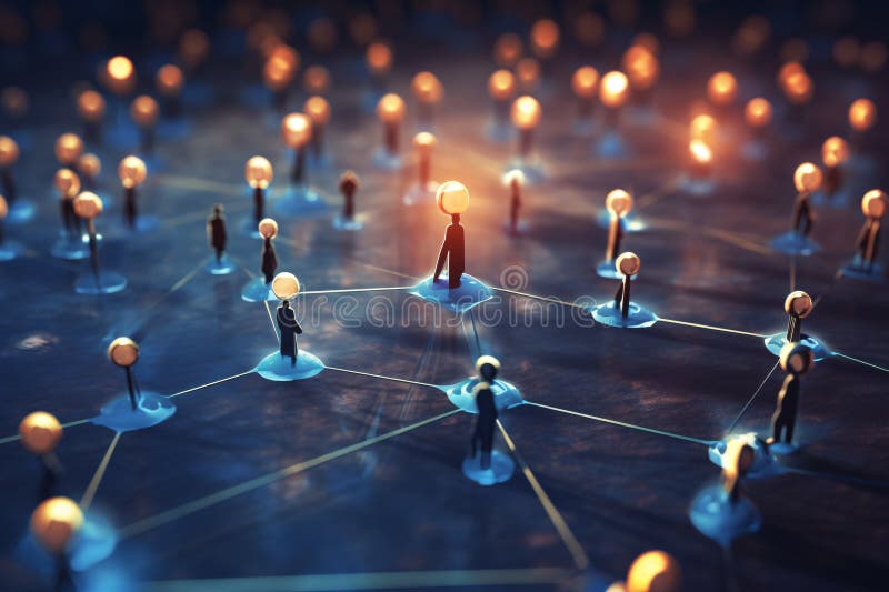 Group of People Standing in Circle Around Network of Spheres ...