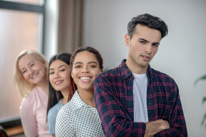 Group of People Standing Close and Smiling Stock Image - Image of ...