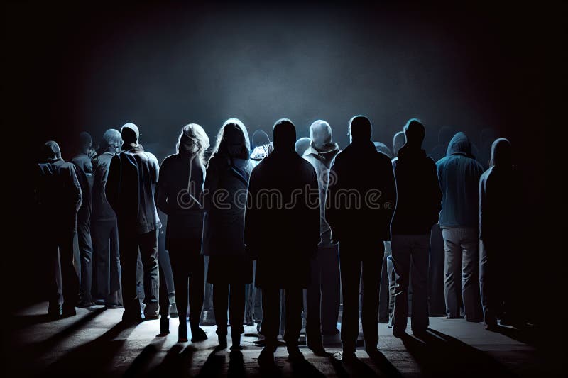 Group of People Standing in the Dark. Generative AI, Generative, AI ...