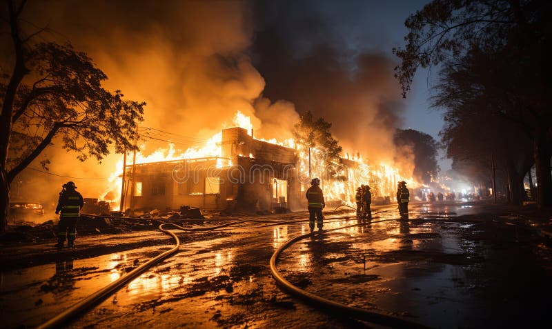 Group of People Standing in Front of Fire Stock Image - Image of ...