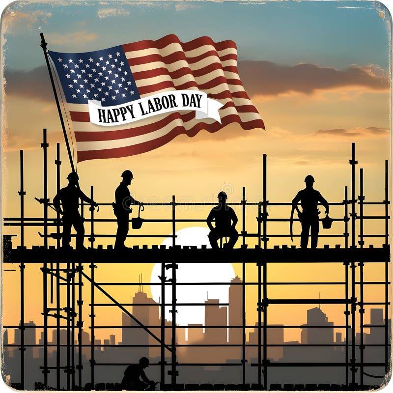 A Group of People Standing in Front of a Sign that Says "HAPPY LABOR ...