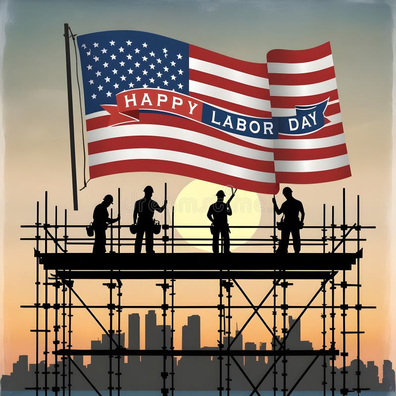 A Group of People Standing in Front of a Sign that Says "HAPPY LABOR ...