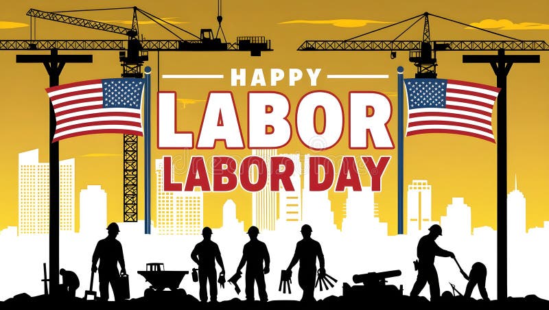 A Group of People Standing in Front of a Sign that Says "HAPPY LABOR ...