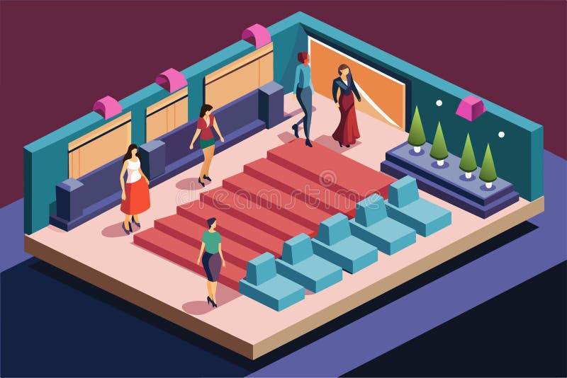 A Group of People Standing in Front of a Stage, Ready To Watch a ...