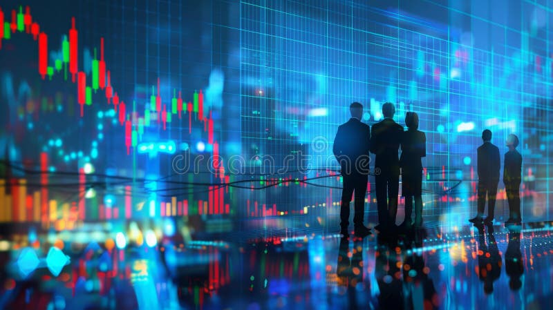 Group of People Standing in Front of Stock Chart Stock Image - Image of ...