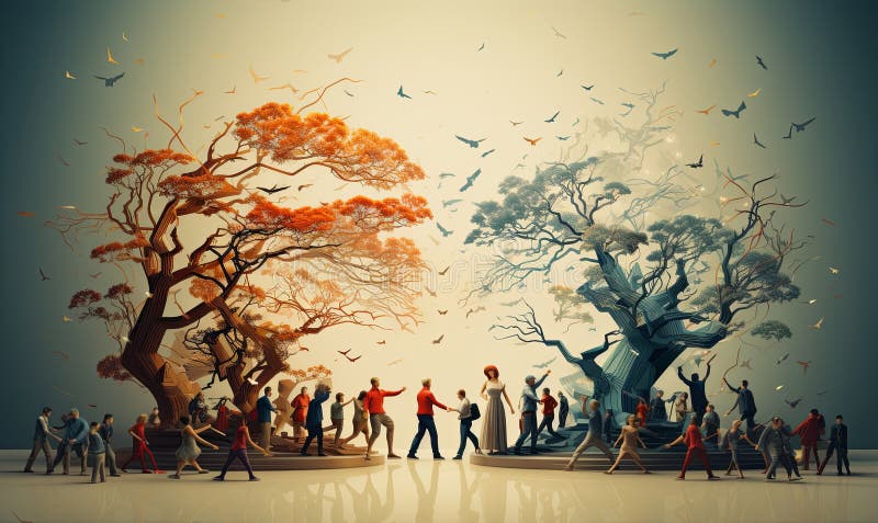 Group of People Standing in Front of Tree Stock Photo - Image of posing ...