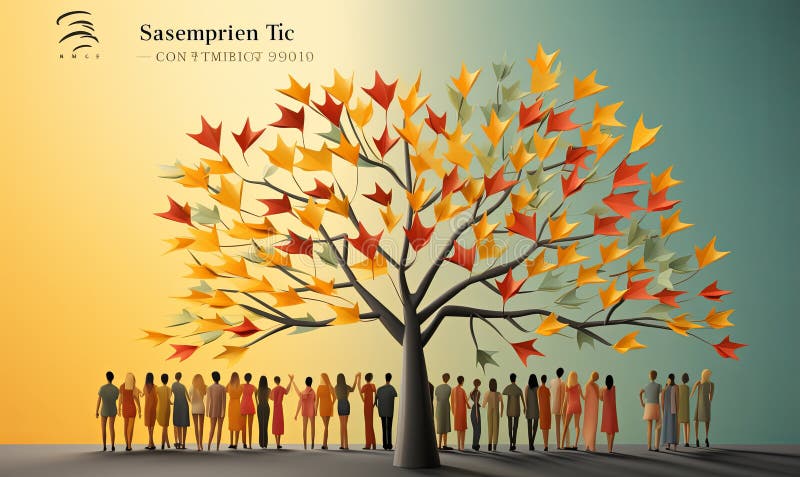 Group of People Standing in Front of Tree Stock Image - Image of ...