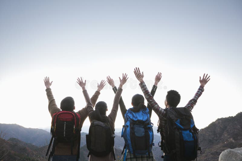 Group of People Standing with Hands Outstretched Stock Photo - Image of ...