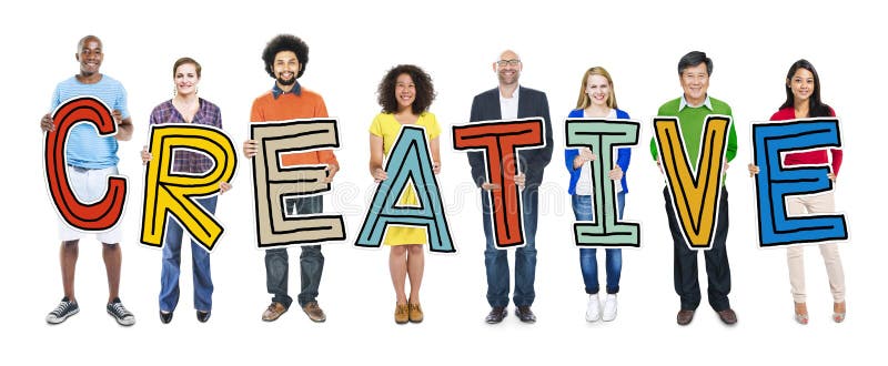 Group of People Standing Holding Creative Stock Photo - Image of ...