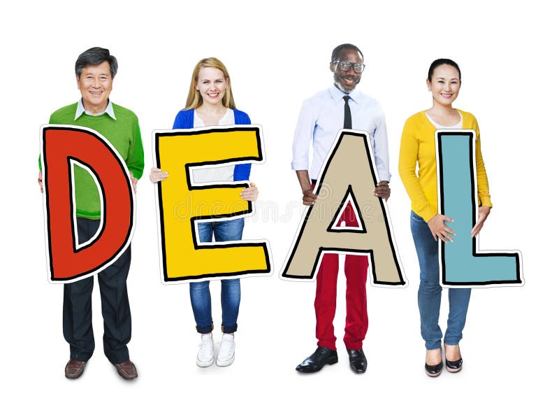 Group of People Standing Holding Deal Letter Stock Photo - Image of ...