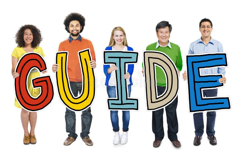 Group of People Standing Holding Guide Letter Stock Photo - Image of ...
