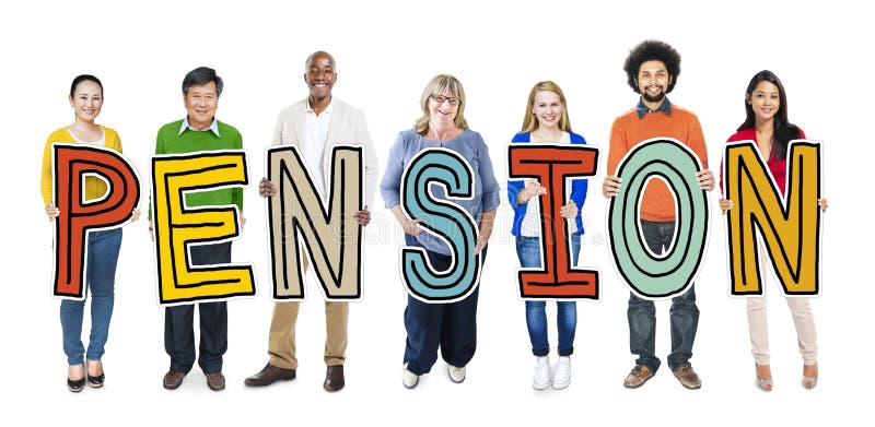 Group of People Standing Holding Pension Letter Stock Image - Image of ...