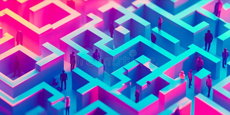 A Group of People Standing in the Middle of a Maze Stock Photo - Image ...