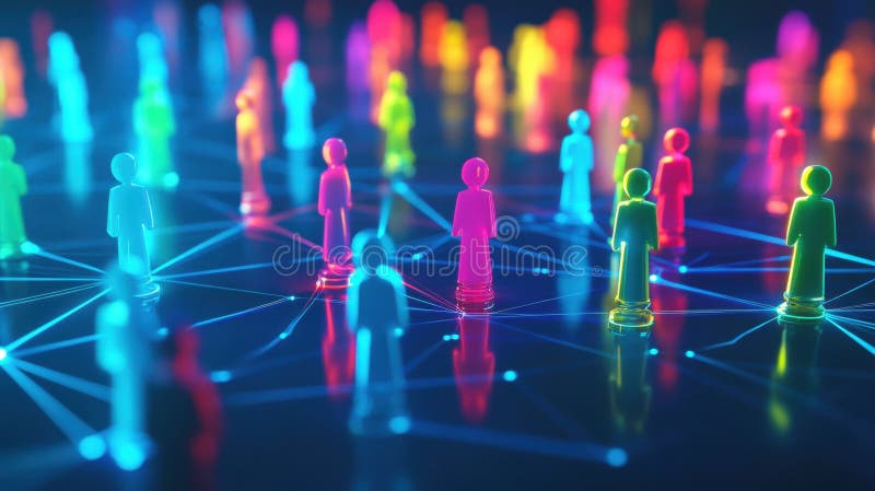 A Group of People Standing in a Network Stock Illustration ...