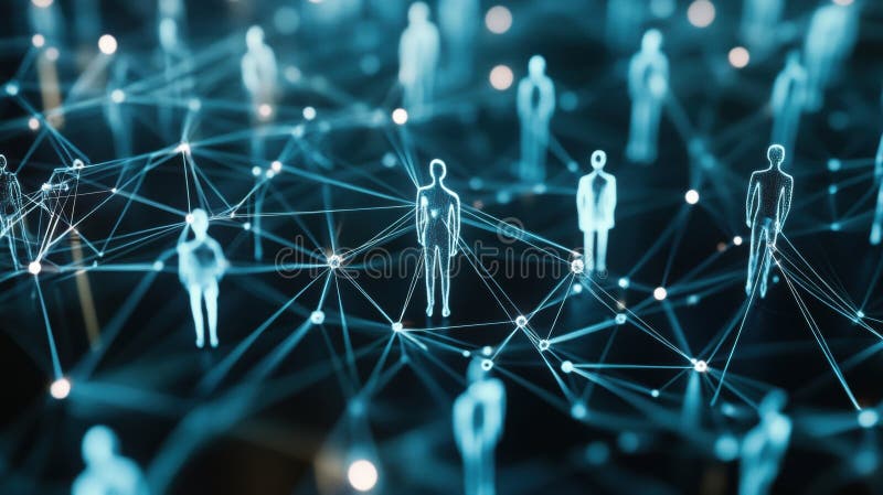 A Group of People Standing in a Network Stock Illustration ...