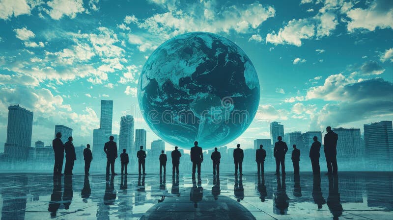 A Group of People Standing Proudly in Front of a Large Globe ...