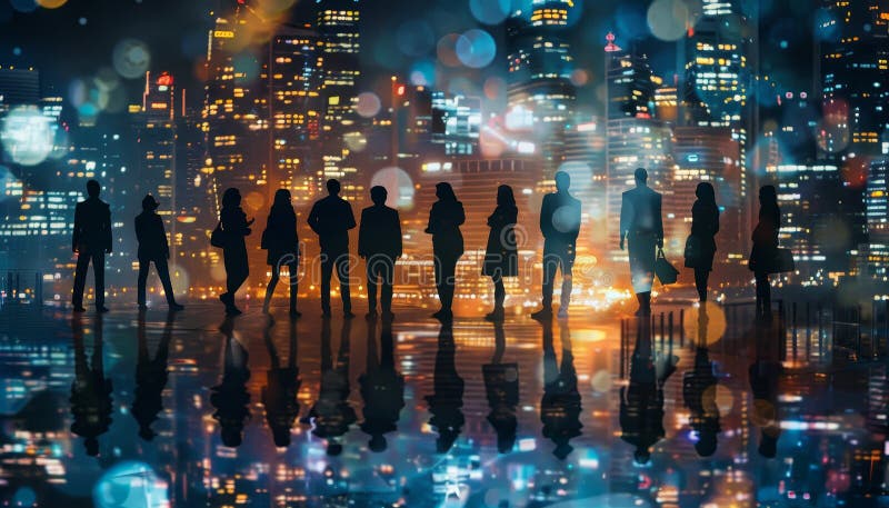 A Group of People are Standing in the Rain by AI Generated Image Stock ...