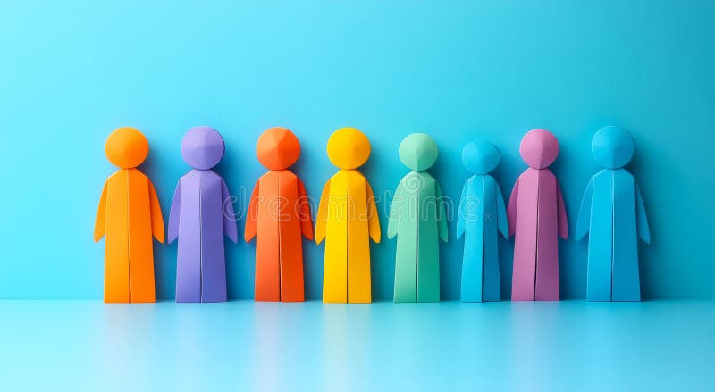 A Group of People are Standing in a Row, Each with a Different Color ...