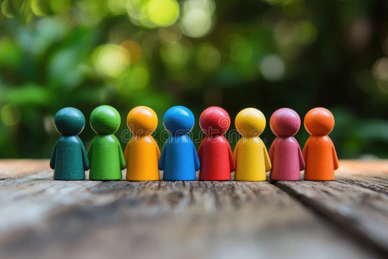 A Group of People are Standing in a Row, Each One Wearing a Different ...