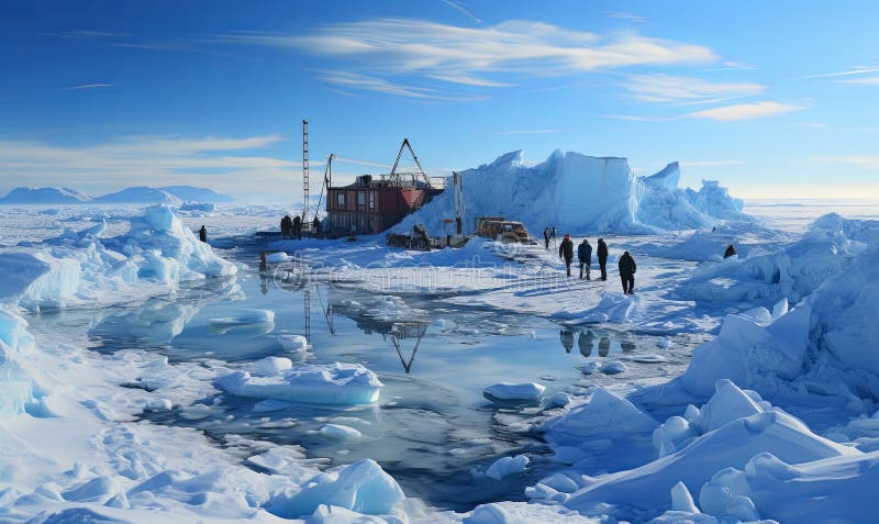 Group of People Standing on Snow Covered Field Stock Illustration ...