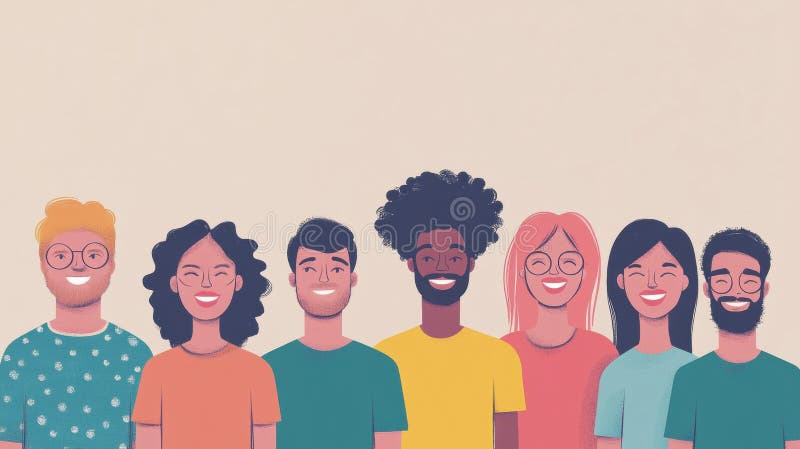 A Group of People Standing Together in a Line Stock Illustration ...