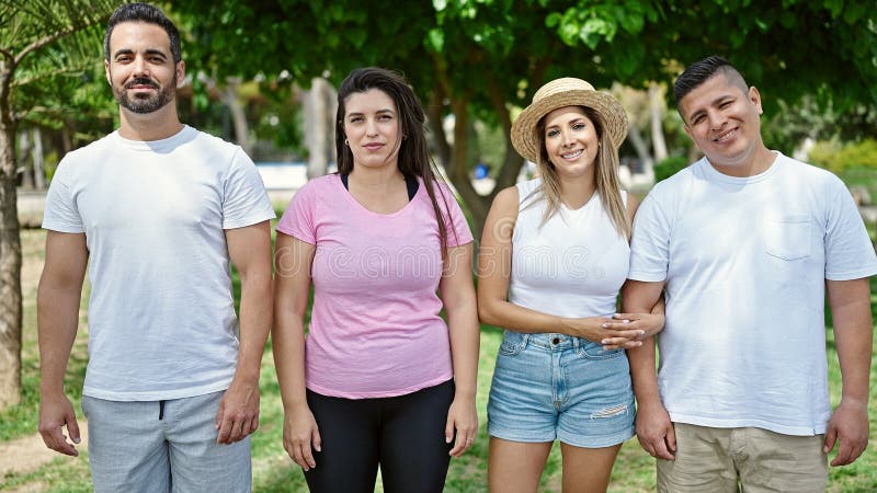 Group of People Standing Together Smiling at Park Stock Image - Image ...