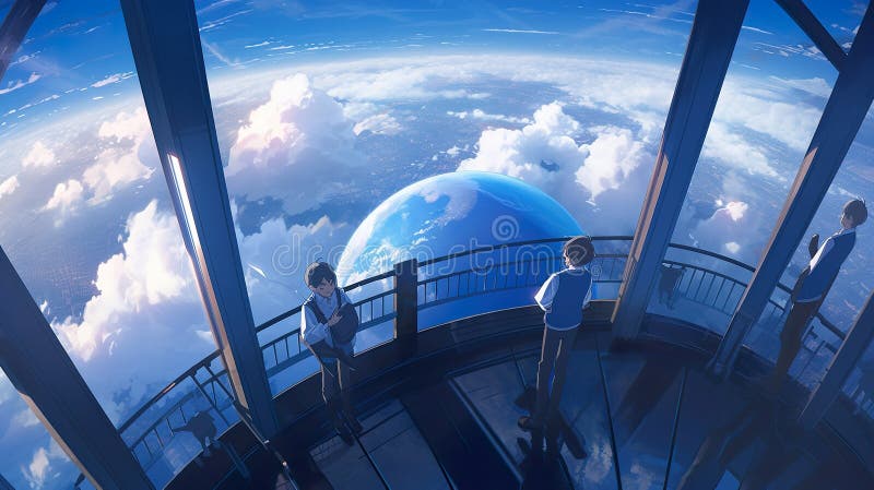 A Group of People Standing on Top of a Building. AI Generative Image. Stock Illustration ...