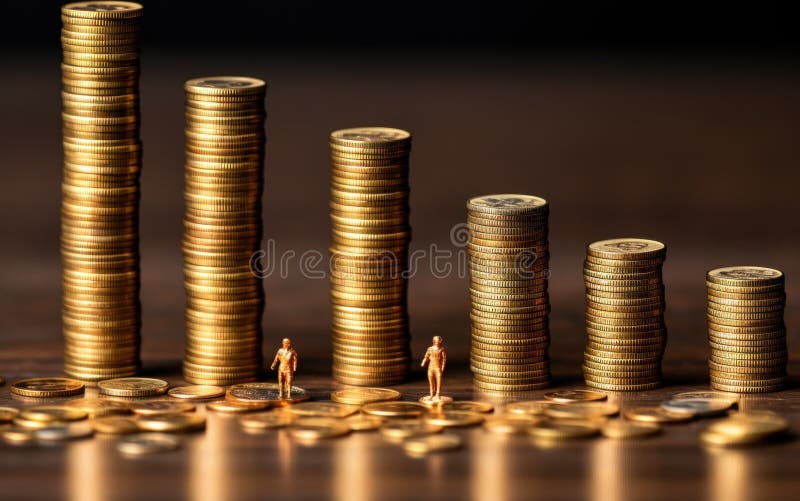 A Group of People Standing on Top of a Pile of Coins. Generative AI ...