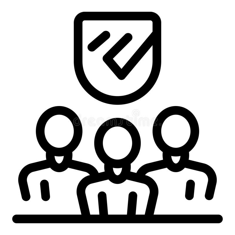 Group of People Standing Under Approved Protection Shield Stock Vector ...