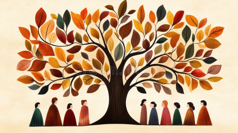 A Group of People Standing Under a Tree, Shade Covering Them on a Sunny ...