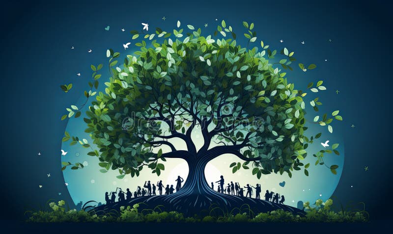 Group of People Standing Under Tree Stock Photo - Image of group ...