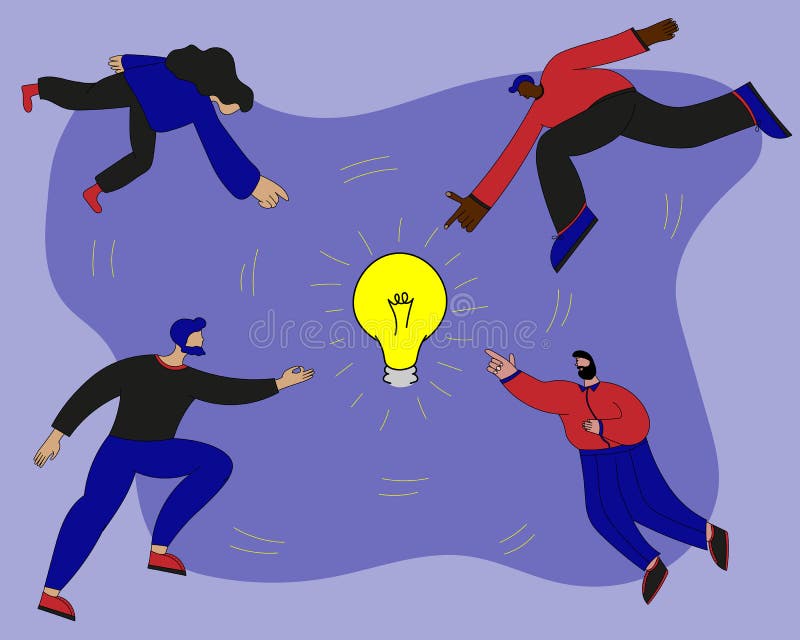 A Group of People are Striving for a Light Bulb Stock Vector ...