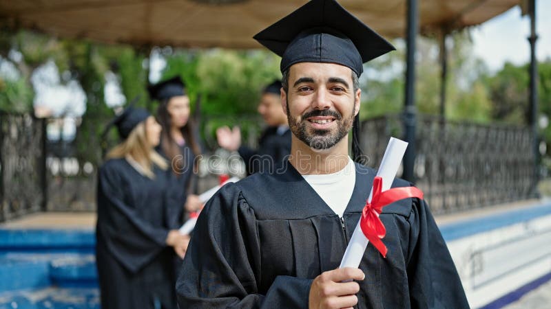 Group of People Students Graduated Holding Diploma at University Campus ...