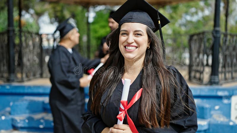 Group of People Students Graduated Holding Diploma at University Campus ...