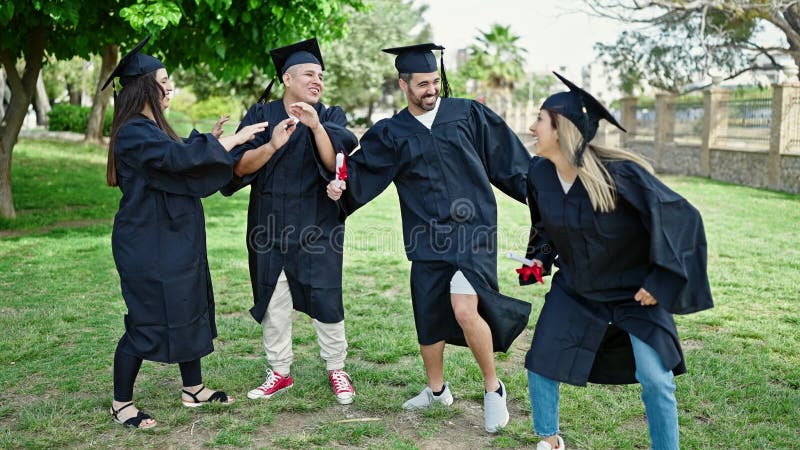 Group of People Students Graduated Holding Diploma with Winner ...