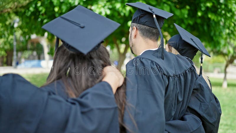 Group of People Students Graduated Hugging Each Other Backwards at ...