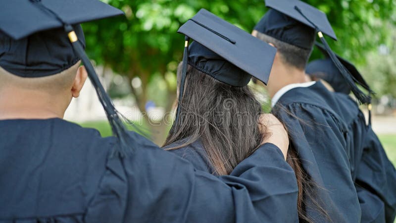 Group of People Students Graduated Hugging Each Other Backwards at ...
