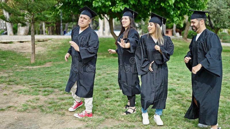 Group of People Students Graduated Smiling Confident Dancing at ...