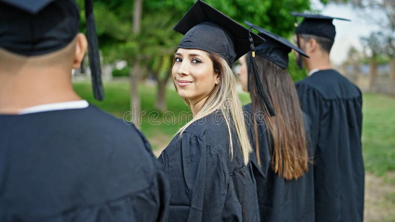 Group of People Students Graduated Smiling Confident Standing Together ...