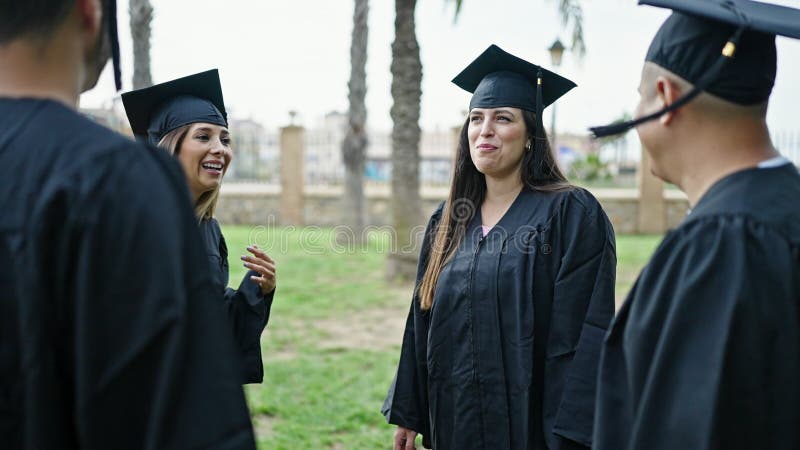 Group of People Students Graduated Speaking at University Campus Stock ...