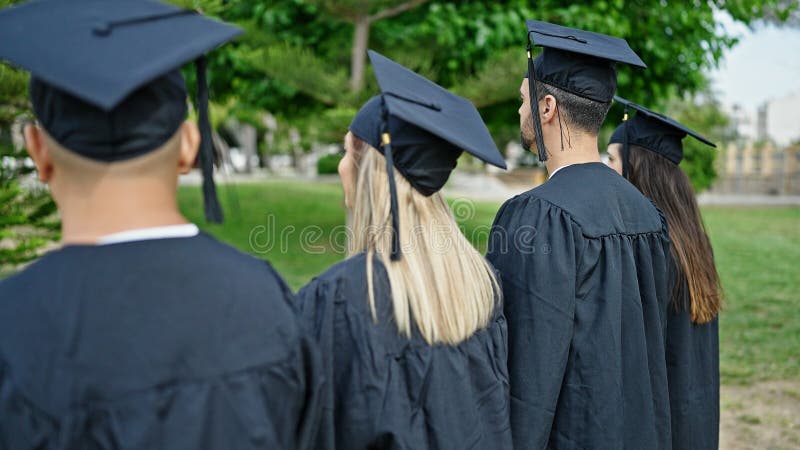 Group of People Students Graduated Standing Together Backwards at ...