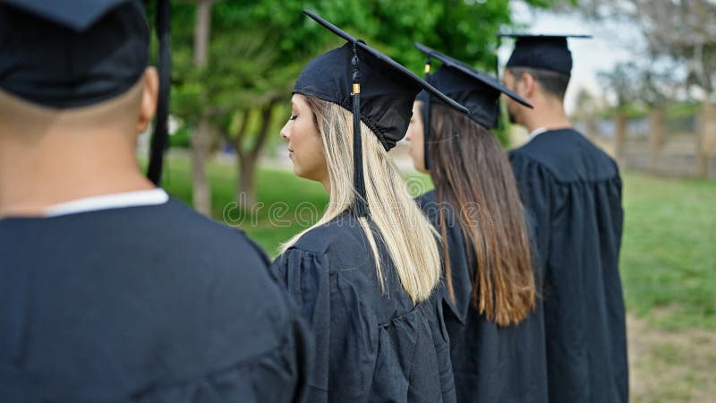 Group of People Students Graduated Standing Together Backwards at ...