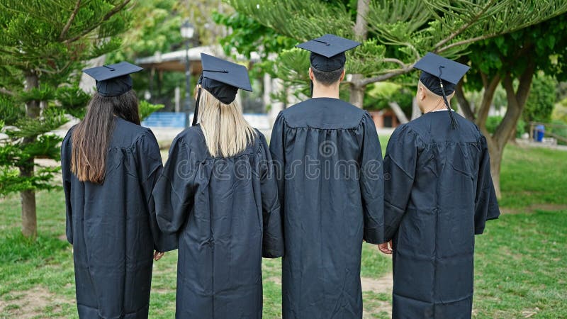 Group of People Students Graduated Standing Together Backwards at ...