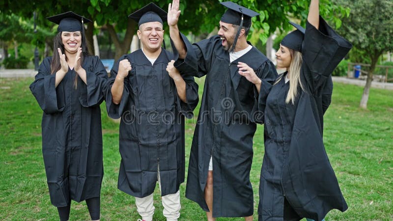 Group of People Students Graduated Standing with Winner Expression at ...