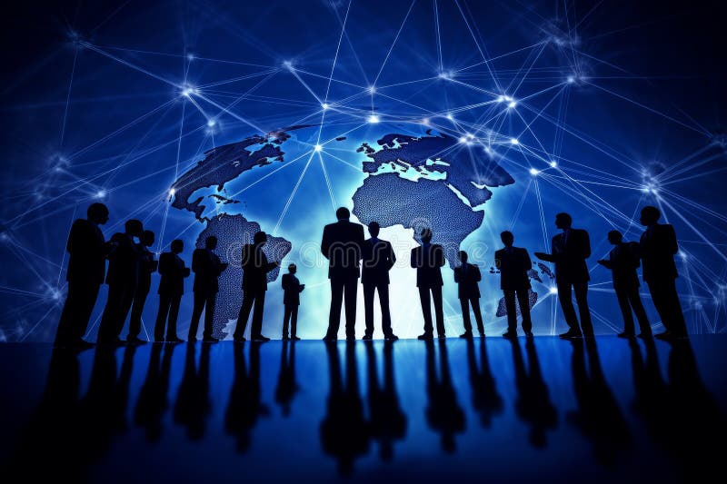 Group of People Studying a World Map Together Stock Illustration ...